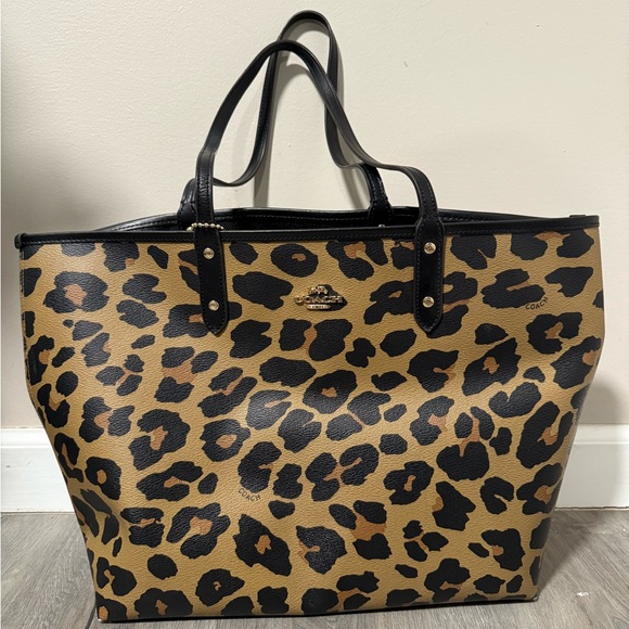 Coach | Bags | Coach Leopard Print Tote Bag Reversible | Poshmark
